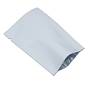 200 Pieces White Metallic Mylar Foil Open Top Sealable Bags 2.4x3.5 inch Vacuum Heat Seal Pouches for Food Storage Packaging with Tear Notches