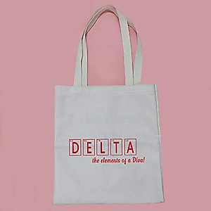 PWHAOO Sorority DST 1913 Gift Canvas Bag The Elements Of A Diva Tote Bag Greek Sorority Sister Gift (DELTA the elements TOTE)