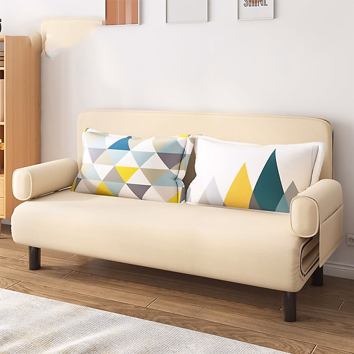 Convertible Sofa Bed Sleeper Chair, Single Person Chaise Lounge Couch with Pillow, Adjustable Leisure Chaise for Apartment/Office/Home (Color : B, Size : 150CM)