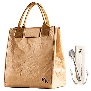 VonNova Lunch Bag Women, Lightweight and Water-Resistant Tyvek® Material, 1 Stainless Spork and pouch, Easy to clean Reusable Lunch Bag, Lunch box for Women, Lunch Tote, Insulated Lunch Bags for Women
