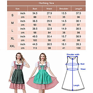 VISVIC Oktoberfest Costumes Women Dirndl Dresses 2 Pieces, Women's Oktoberfest Dress German Dirndl Dress Costumes for Bavarian Oktoberfest Carnival Halloween