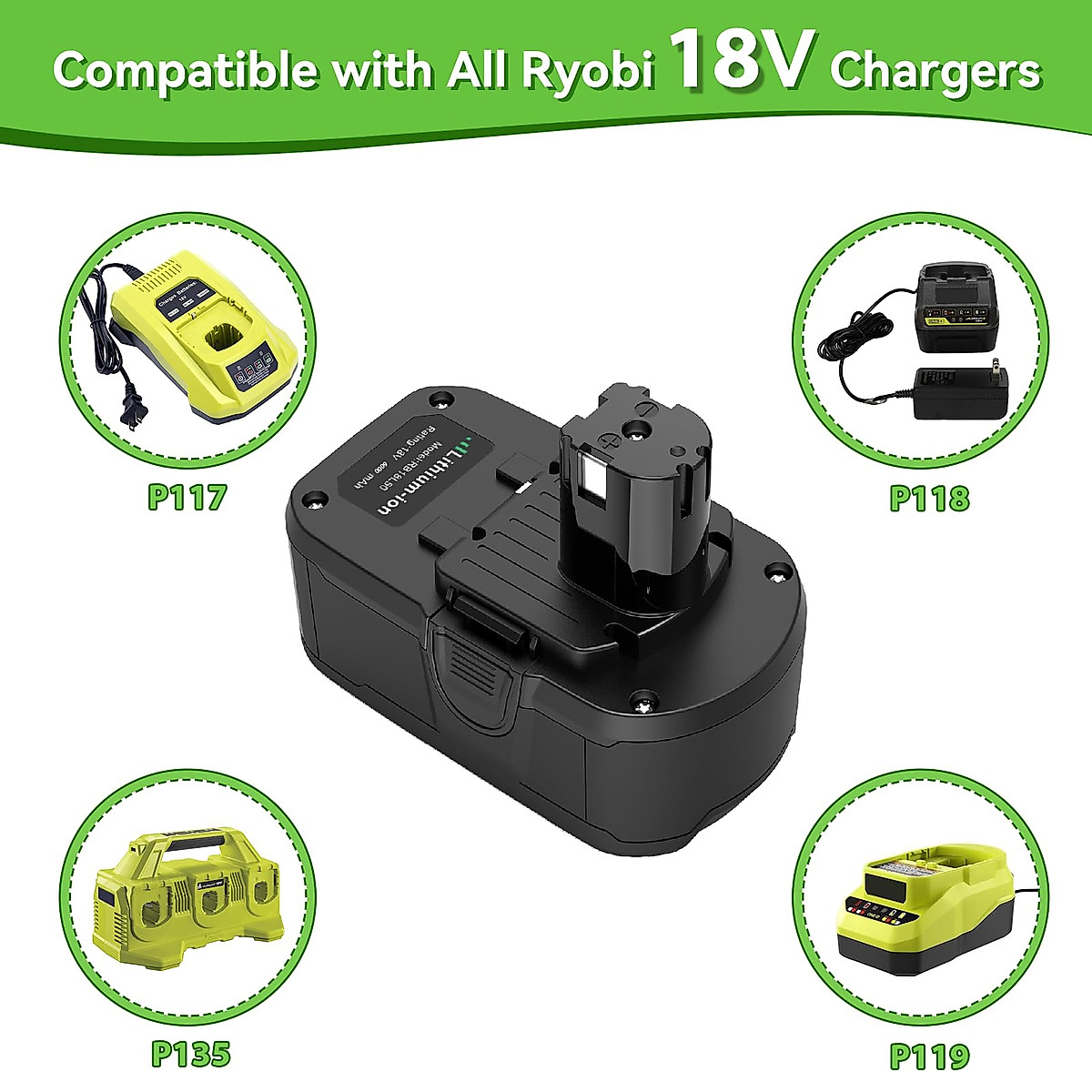 MAFACBAC P189 18V Battery Replacement: for Ryobi 6.0 AH Lithium-ion 18 Volt One Plus P108 P102 P103 P104 P105 P107 Drill Tools-PBP005 Cordless Power Lithium Battery