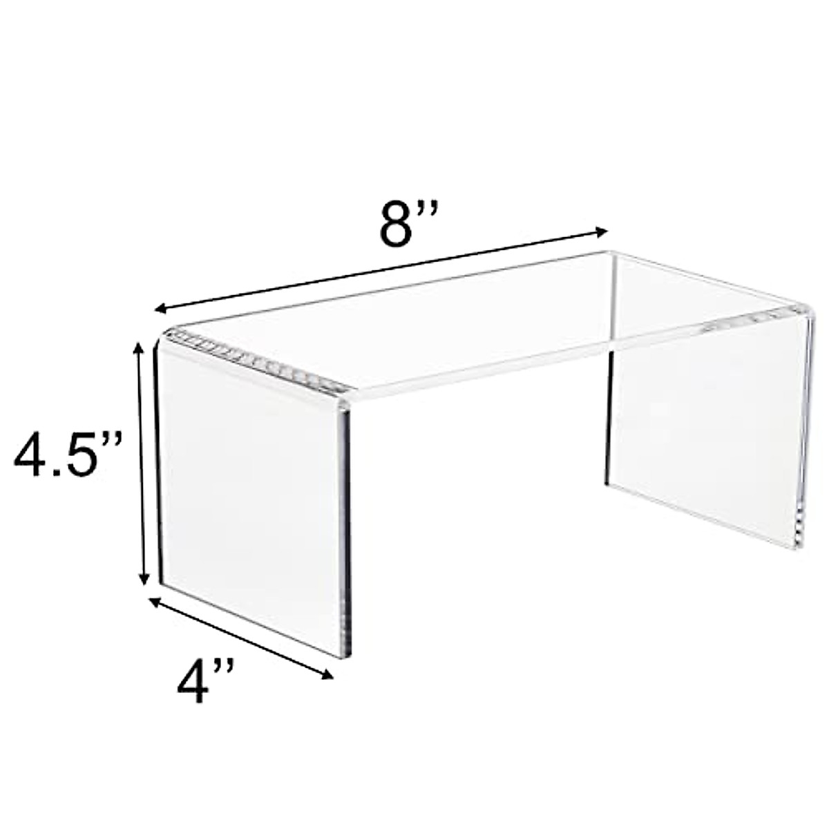 Claytonic Durable 4-Pack Large Clear 4mm Thick Acrylic Display Risers for Funko POP figures,Retail Display, Display Riser Shelf Showcase Fixtures for Jewelry (4, 8''x 4''x 4.5'')