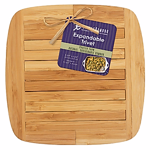 Totally Bamboo Expandable Bamboo Trivet, 8.75" by 8.75", Brown
