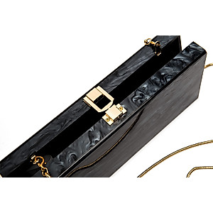 Acrylic Clutch Evening Bag Long Pearl Acrylic Clutch Purse Handbag for Dinner Party Wedding iPhone Black