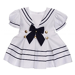 iGirlDress Baby Toddler Girls Nautical Sailor Dress with Hat 18mos White
