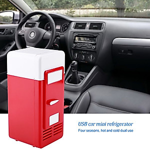 TOPINCN Mini USB Refrigerator Cooler Beverage Drink Cans Refrigerator and Heater for Office Desktop Hotel Home Car (Red)