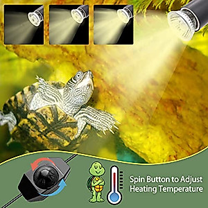 GoChes Reptile Aquarium Heating Lamp with Clamp and 360°Adjustable Holder, Dimmable Switch, Basking Heat Lamp for Reptile, Lizard, Turtle, Habitat, 2 UVA UVB Bulbs Included(E27,50W),CE Certified