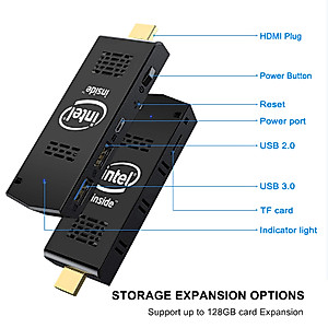 AKLWY Intel Compute Stick Mini PC Stick 8GB RAM 128GB ROM with Intel Atom Z8350 & Windows 10 Pro Support Auto-On After Power Failure,Support 4K HD,Dual Band WiFi 2.4G/5G, BT 4.2