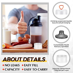 Baderke 4 Pcs Protein Powder Container 5 Layers Stackable Leakproof Container Powder Dispenser with Funnels Stand Keychain Flour Container for Workout Fitness(Gray, White)