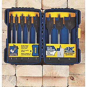 IRWIN Tools SPEEDBOR Blue Groove Pro Spade Bit Set with Case, 8-Piece (341008)