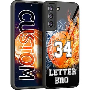 Custom Basketball Design with Your Own Name and Number Rubber Cover Phone case for Galaxy S25 S24 FE S23 FE S22 S21 S20 ULTRA PLUS/ S21 FE /S20 FE/ S10 PLUS/ S9 PLUS/ S8 PLUS