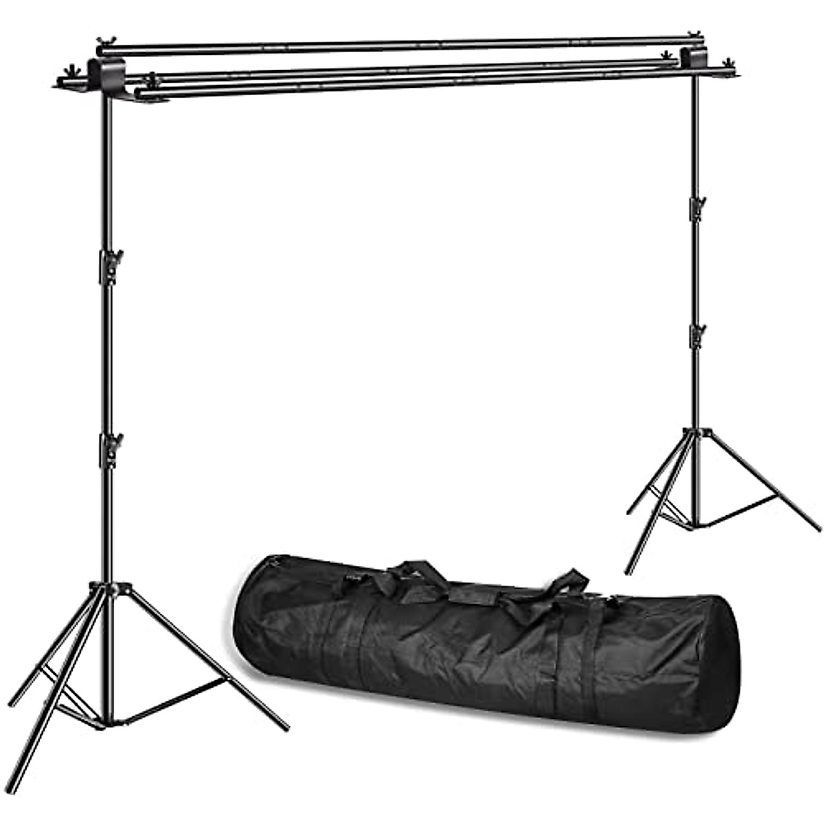 Emart Triple Crossbar 10 ft Wide 8.5 ft Height Backdrop Stand, Photo Video Studio Heavy Duty Adjustable Photography Muslin Background Support System Kit - 3 in 1 Multi Backdrop Stand