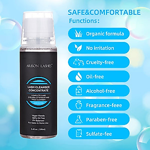 Eyelash Cleanser Concentrate 100ml Professional Lash Extensions Shampoo Natural Foaming Cleanser for Extensions Lashes with Salon Home Care-Makes 20 Bottles 60ml Eyelash Shampoo(Unscente)