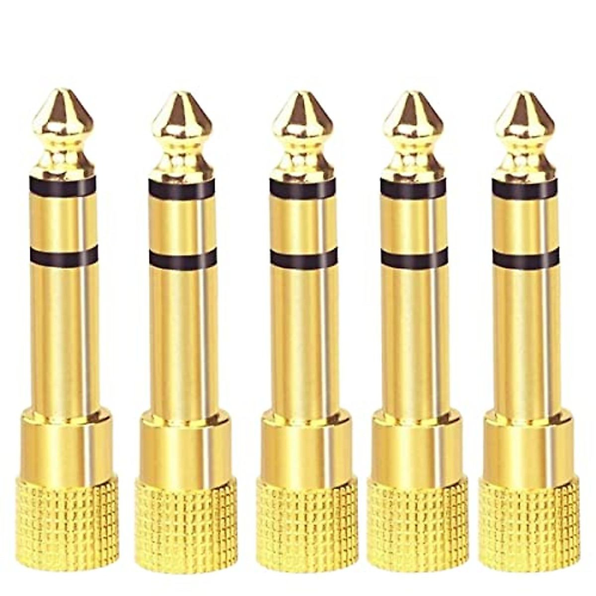 Sam&Johnny Stereo Audio Jack Adapter 6.35mm (1/4 inch) Male to 3.5mm (1/8 inch) Female TRS Audio Adapter for Aux Adapter, Guitar, Headphones, Amplifier(5-Pack)