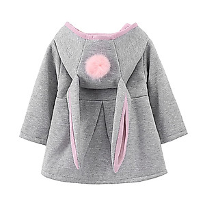 Urtrend Baby Girl's Toddler Winter Coat Jacket Outerwear Ears Hoodie(Tag 12,Gray)