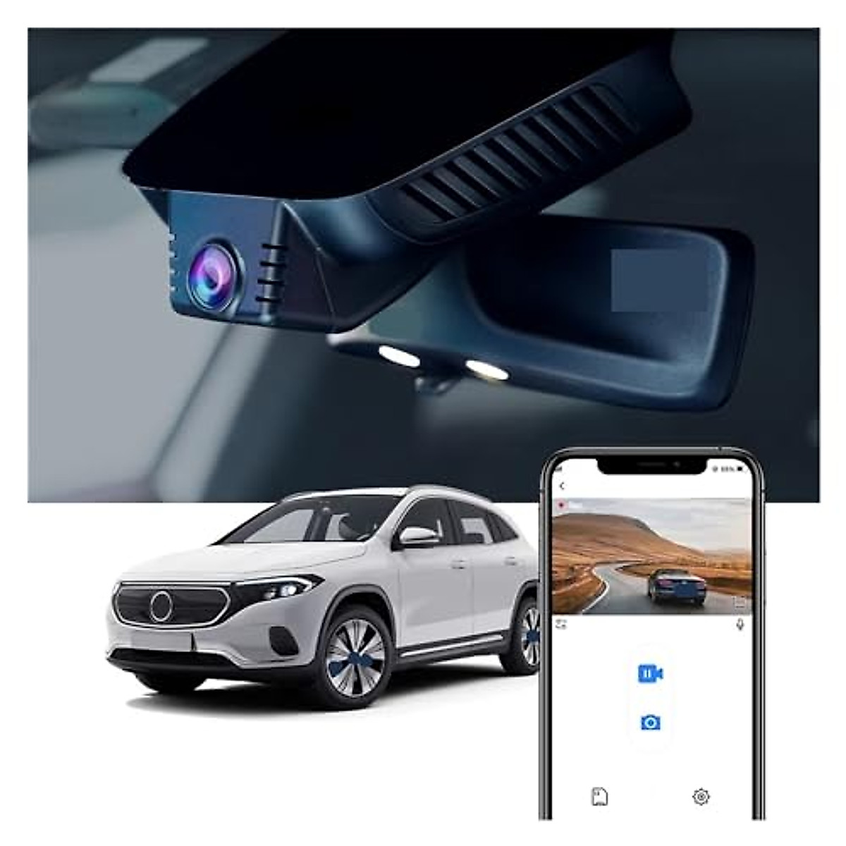 FITCAMX 4K Orignal Factory Look Car Camera WiFi Connection Dash Cam Compatible with Mercedes Benz EQA 2021 2022 2023 2024 (Color : HD2-5828, Size : 4K Front Cam 64GB)