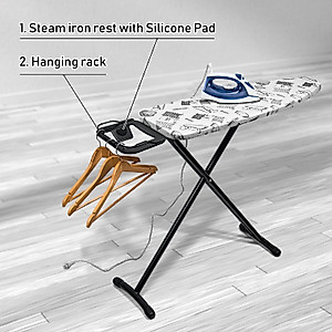 Duwee 12"x36" Ironing Board with Heat Resistant Cover and Thicken Felt Pad, Heavy Sturdy Legs