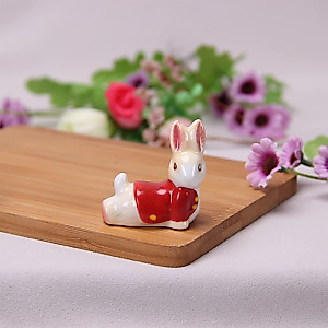 WAIT FLY WAIT FLY Cute Animals Shape Chopsticks Rest Set Spoon Stand Rest Set for Knife Fork Holder-Rabbits-6 PCS