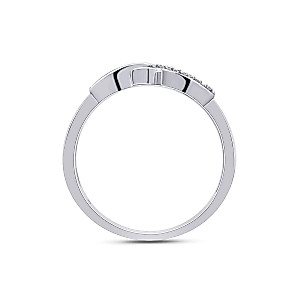 14k White Gold Over Sterling Silver Round Cut Diamond Accent Sideways Bypass Infinity Promise Ring Jewelry For Her Women (I-J Color, I2-I3 Clarity, 0.03 Cttw) Ring Size-7