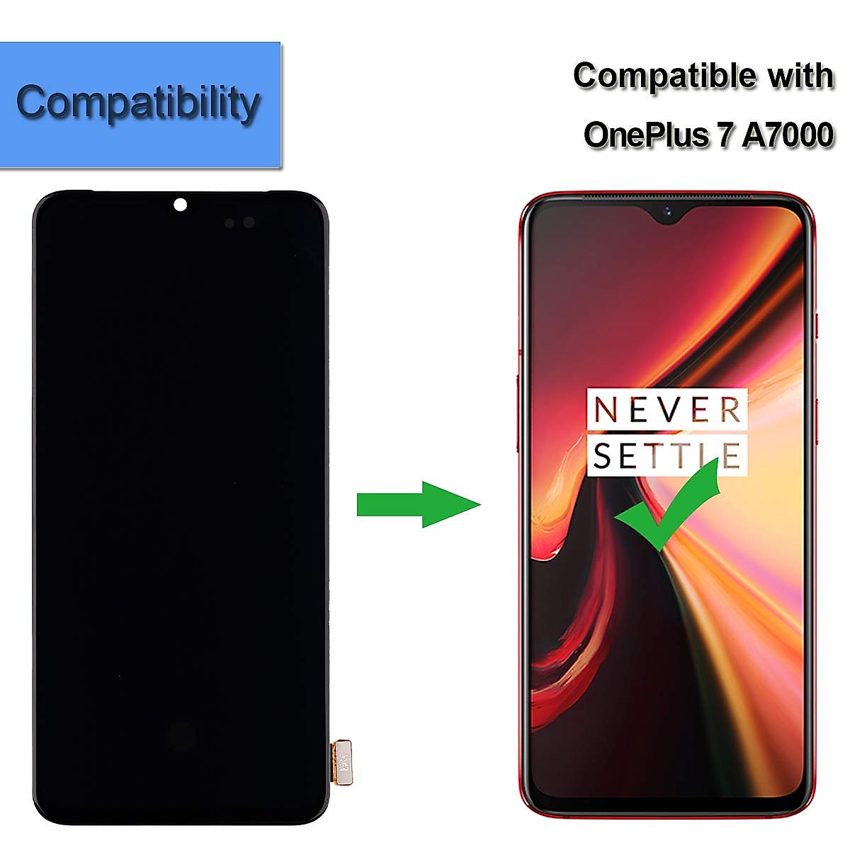 AMOLED Screen Compatible with OnePlus 7 A7000 A7003 GM1901, GM1900, GM1905 6.41" inch LCD Touch Screen Display Assembly with Tools