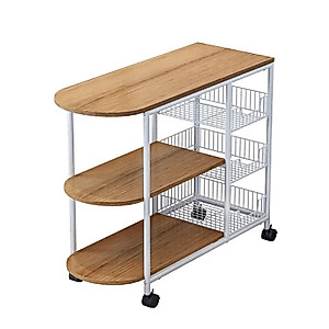 JYDQM Kitchen Furniture Multi-Layer Partition Multifunctional Storage cart with Wheeled Kitchen Trolley (Color : D, Size : 84cm*64cm)