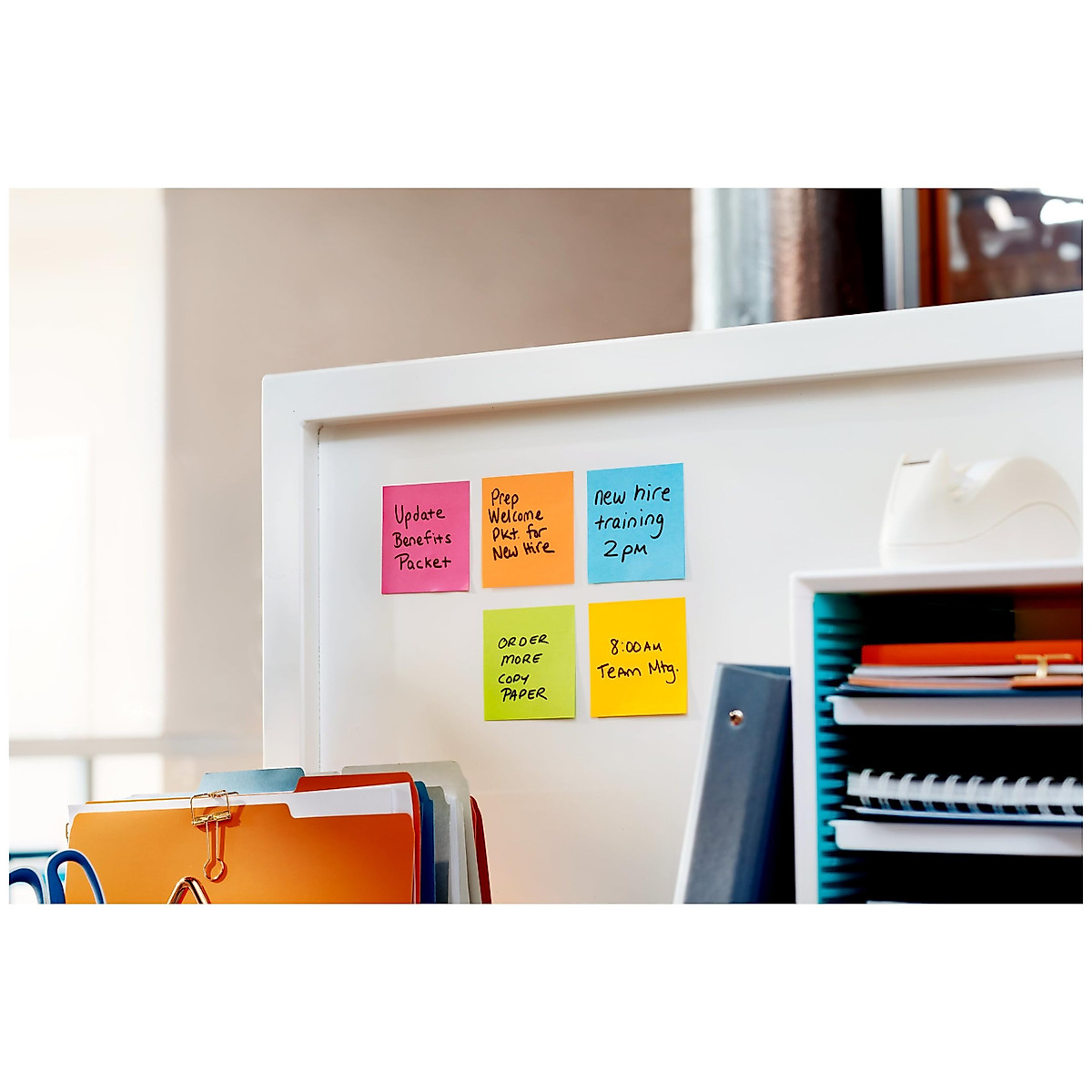 Post-it Super Sticky Notes, 3x3 in, 24 Pads, 2x the Sticking Power, Energy Boost, Bright Colors (Orange, Pink, Blue, Green),Recyclable (654-6SSAU)