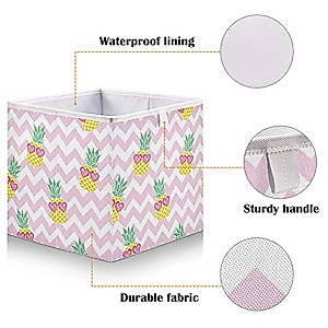 RunningBear Pineapples Fruit Summer Storage Basket Storage Bin Square Collapsible Toy Boxs Decorative Storage Boxes Organizer for Home Office