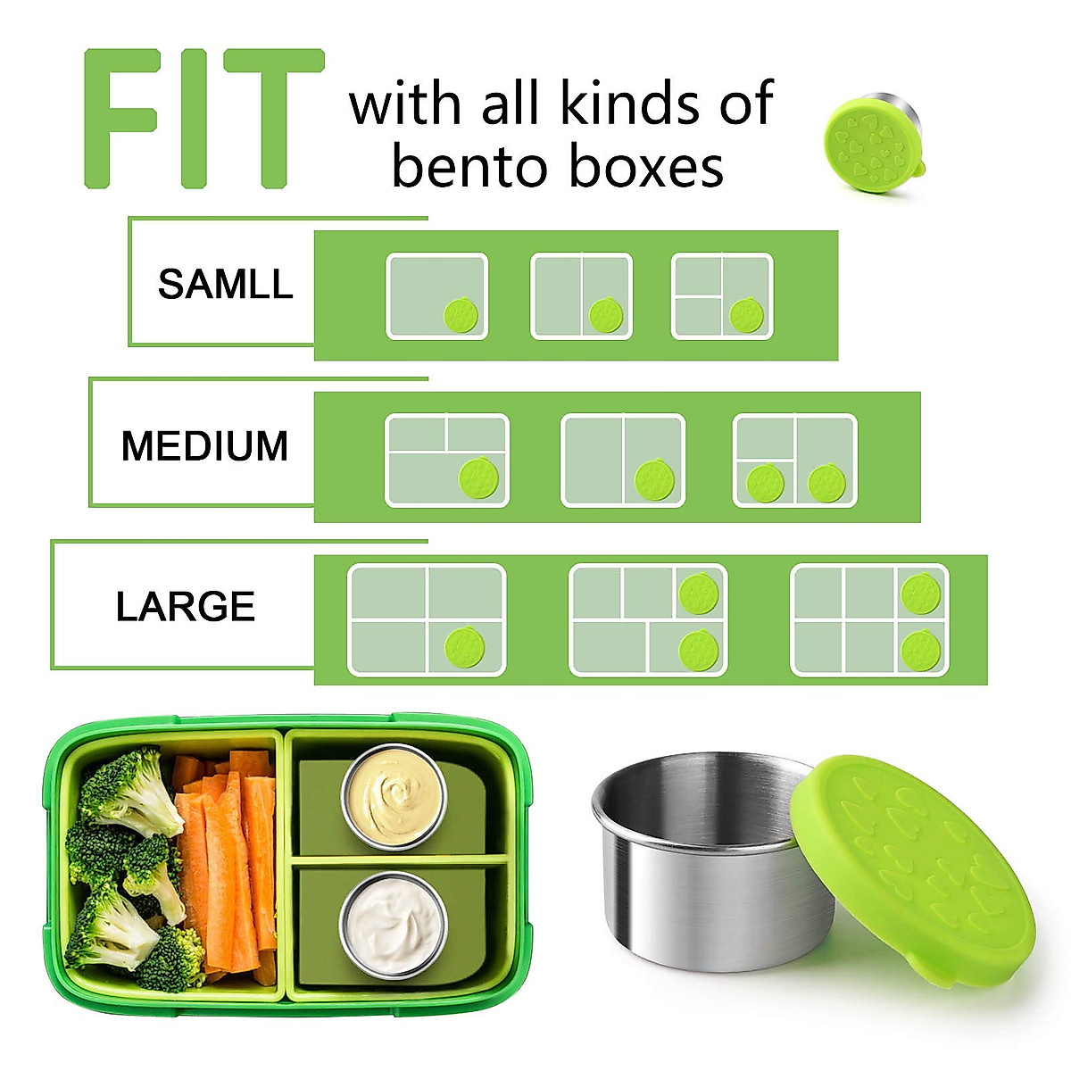 FANGSUN Dressing Containers to Go for Condiments, Salad Dressing, Dips, Snacks, Stainless Steel Dipping Sauce Cups, Fits in Bento Box for Lunch, Mini Food Storage Containers with Lid (Multicolor)