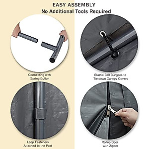 Gardesol Carport, 12'x20' Extra Large Heavy Duty Carport with Roll-up Ventilated Windows, Portable Garage with Removable Sidewalls & Doors for Car, Truck, SUV, Car Canopy with All-Season Tarp, Gray