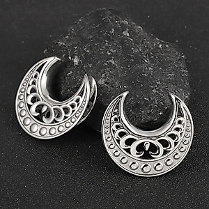 Casvort 2 PCS 10mm (00g) Hypoallergenic 316 Stainless Steel Silver Aesthetic Opening Saddle Tunnels Hangers Ear Gauges Plugs Stretcher Earring Piercing Body Jewelry