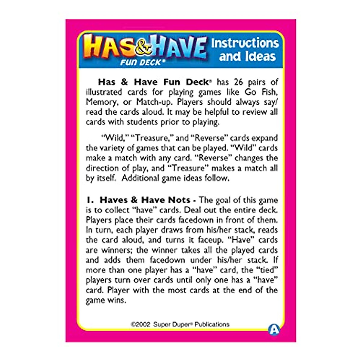 Super Duper Publications | Has & Have Fun Deck | Language and Verb Form Development Flash Cards | Educational Learning Materials for Children