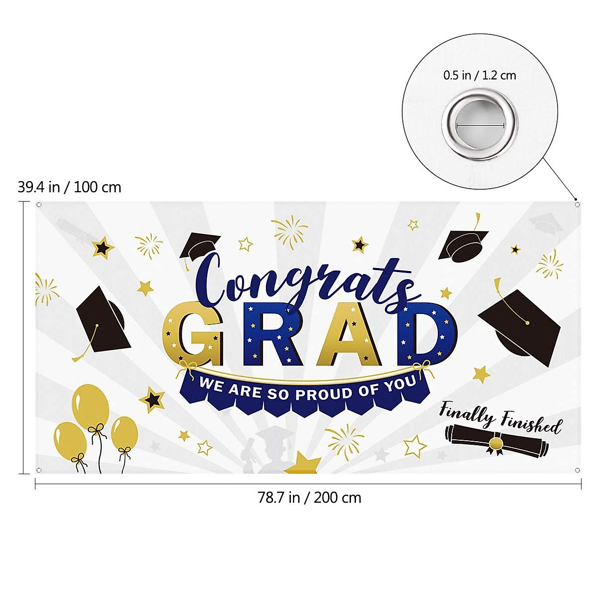 PRETYZOOM Fabric Graduation Banner 2023 Graduation Party Decorations Class of 2023 Graduation Party Favor Photo Background Banner 39.4x78.7 Inch