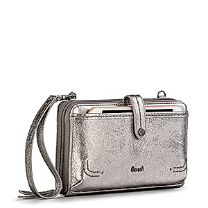 The Sak Iris Large Smartphone Crossbody Bag in Leather, Convertible Wristlet Purse Design, Pyrite