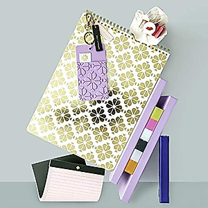 Kate Spade New York Large College Ruled Notebook, Top Spiral Notebook with 160 Pages, 11.75" x 8.5" Writing Pad, Gold Spade Floral