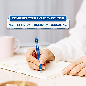 FLEXOFFICE Retractable Ballpoint Pens Black Ink 1.0mm, Bold Point with Super Soft Grip, Christmas Multicolor Pens Gifts - 10 Pack