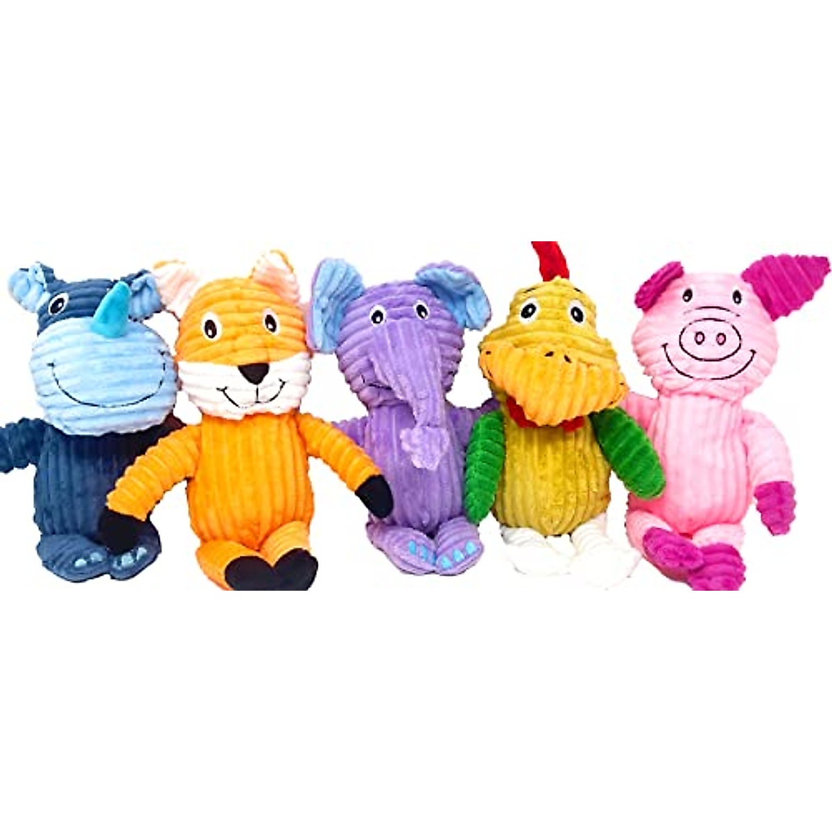 Jalousie 5 Pack Tough Plush Animal Dog Toys Assortment Value Bundle Dog Squeaky Toys Assortment Puppy Pet Mutt Dog Toy Dog Squeak Toy for Medium Large Dogs