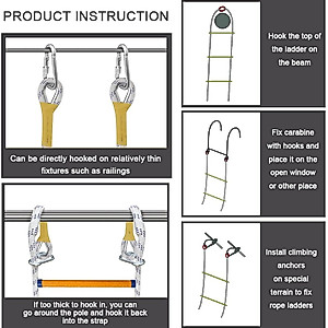 WDFYJ Emergency Fire Escape Ladder Flame Resistant Safety Rope Ladder with Hooks Fast to Deploy & Easy to Use Compact & Easy to Store Withstand Weight up to 2000 pounds(16F/5M)