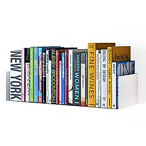 Wallniture Bali Sturdy Metal U Shape Bookshelf - Wall Mountable CD DVD Storage Multi-Purpose Display Rack in White