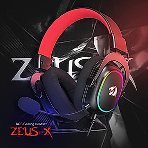 Redragon H510 Zeus-X RGB Wired Gaming Headset - 7.1 Surround Sound - 53MM Audio Drivers in Memory Foam Ear Pads w/Reliable Fabric Cover- Multi Platforms Headphone - USB Powered for PC/PS4/NS
