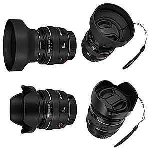 Veatree 67mm Lens Hood Set, Collapsible Rubber Lens Hood with Filter Thread + Reversible Tulip Flower Lens Hood + Center Pinch Lens Cap + Microfiber Lens Cleaning Cloth, Canon EW-73B Replacement
