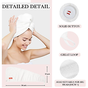 YoulerTex Microfiber Hair Towel Wrap: Women 2 Pack 10 inch X 26 inch, Super Absorbent Quick Dry Hair Turban for Drying Curly Long & Thick Hair (Peachy Beige+White)