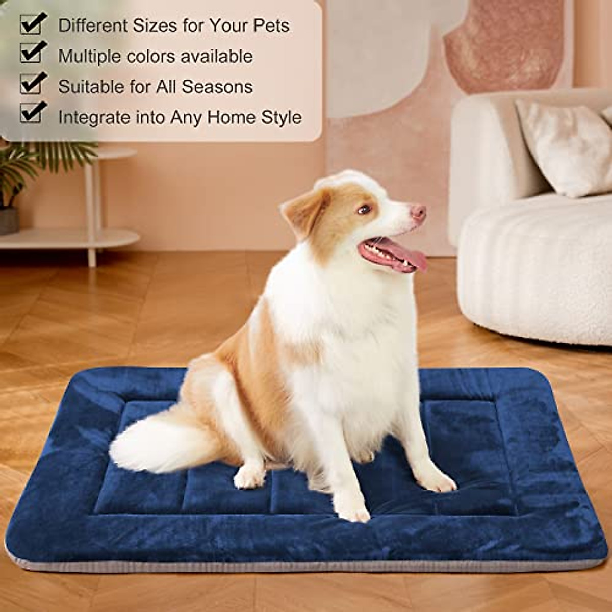 Hero Dog Extra Large Dog Bed Crate Pad Mat Soft Kennel Pads 48 in Non Slip Washable Dog Mattress Pet Beds Cushion for Pets Sleeping Mats