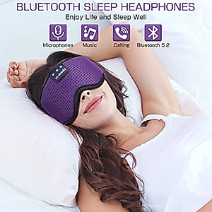 LC-dolida Sleep Headphones, Bluetooth Sleep Mask Sleeping Headphones Wireless Sleep Mask with Bluetooth Headphones 5.2 Bluetooth Eye Mask for Sleeping Long Time Play Music Headset Gifts for Men Women