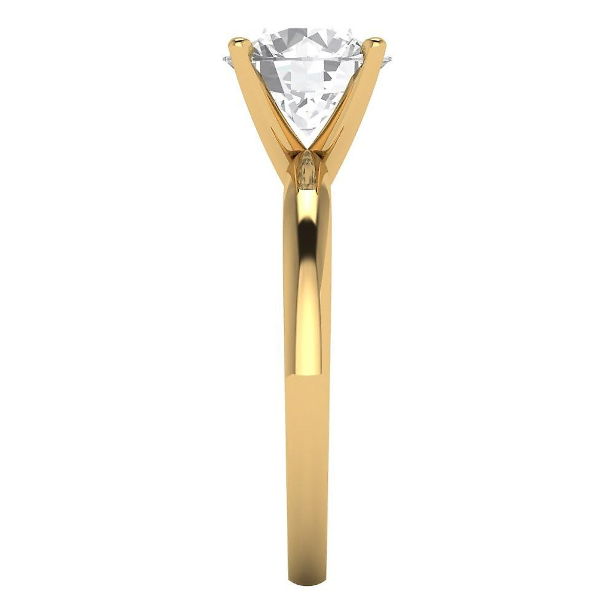 Clara Pucci Yellow 14k Solid Gold Solitaire anniversary Engagement Promise Bridal Ring - 2 Ct Round Cut Clear Simulated Diamond Sz 6