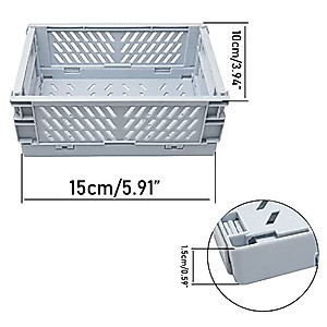 SJZBIN 2pcs Mini Folding Basket 15 x 10 x 5.8cm Blue Plastic Folding Storage Crates for Home Kitchen Bedroom Bathroom