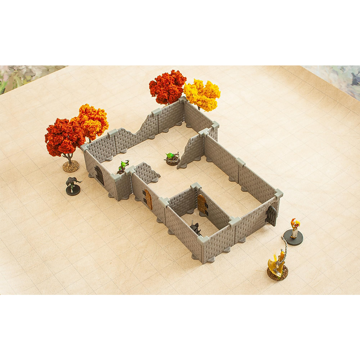 Mini Ruins Dungeon Kit - Dungeon Castle Cavern Terrain for RPGs, Dungeons & Dragons (DND), Pathfinder, War Gaming, and More! - by DCD (21+pcs, 0.6sqft, 4rooms)