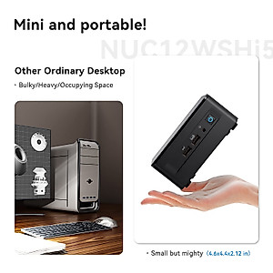 Intel NUC Mini PC NUC12WSHi5 Wall Street Canyon 12th Gen Mini Computer Core i5-1240P(12 cores,up to 4.4G) Business Office PC,HDMI2.0 * 2, Thunderbolt4*2,Wifi6,BT5.2