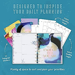 Happy Planner 2023 Daily Planner and Calendar, 12-Month Daily, Weekly, and Monthly Planner, Jan. 2023–Dec. 2023, Wellness Layout, Inky Florals Theme, Classic Size, 7 Inches by 9 1/4 Inches