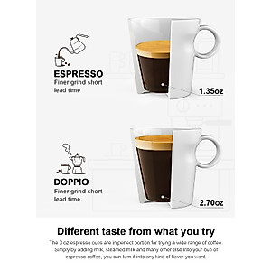 LE TAUCI 3 oz Espresso Cups, Ceramic Demitasse Cup, Mini Espresso Mugs for Home or Office, Stackable Expresso Shots Cup Perfect for Espresso Machine, Set of 4, White